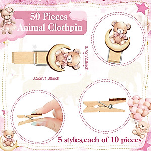 Patelai 321 Pcs Baby Shower Games Supplies, 5 Sets (50 Cards Each) Activities Cards with 20 Pencils 1 Don't Say Baby Sign 50 Clothespin(Pink Bear)