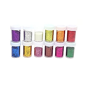 Dip Base 12 Pieces Fine Glitter 12 Colors Glitter Shake Jar Set Extra Fine Glitter Powder for Arts Crafts Painting Decoration Body Face Makeup Pigment