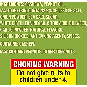 PLANTERS Whole Cashews Dill Pickle Flavored, Party Snacks, 5 Oz Bag