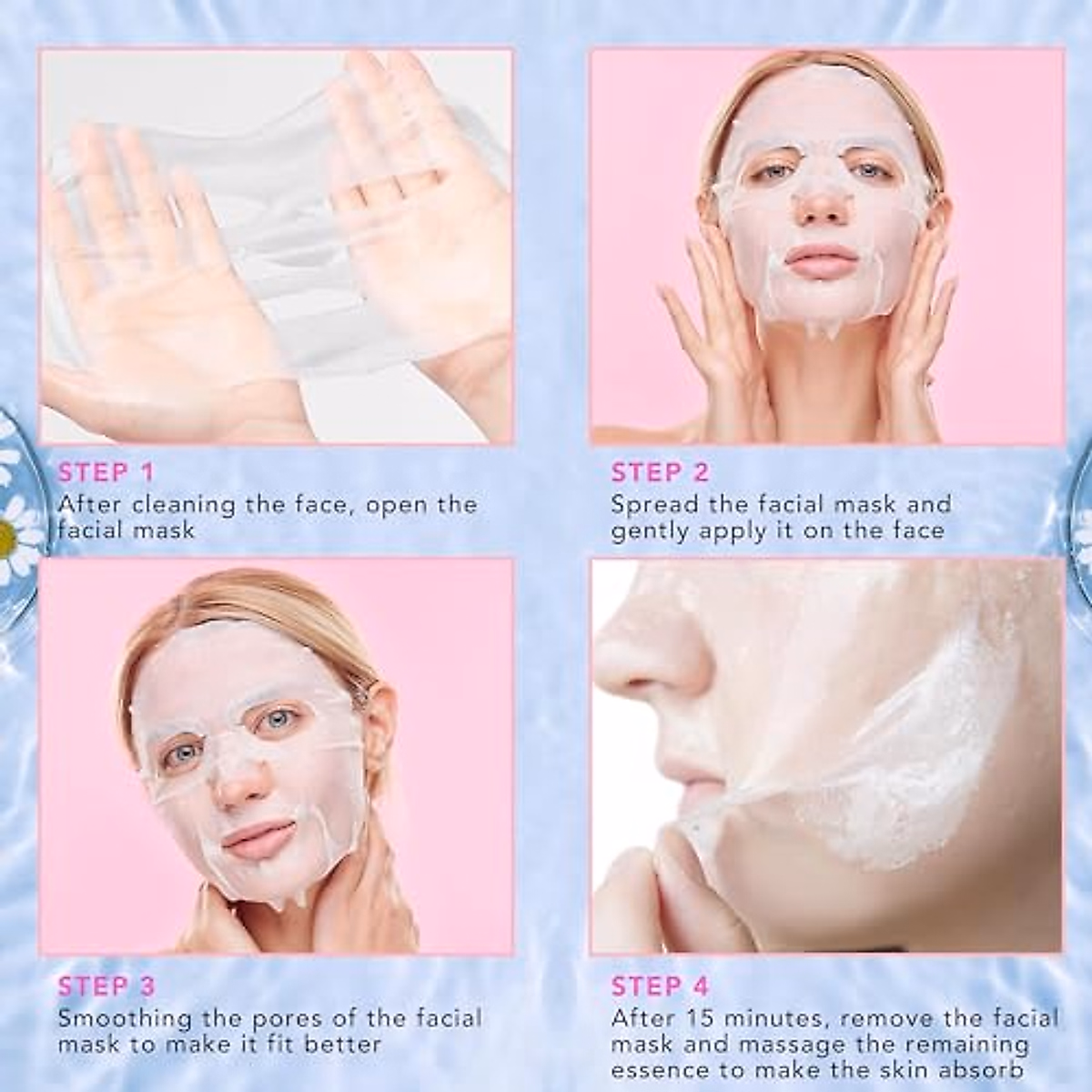 24Pack Collagen Essence Sheet Facial Masks, Face Masks Skincare, Hydrating Face Masks, Moisturizing and Soothing, Natural Skin Care Spa Face Mask, For All Skin Types