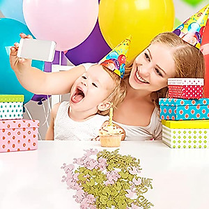 Baby Carriage Confetti，Gender Reveal Party Table Decorations, It's a Girl Confetti for Baby Shower Party - Pink & Gold Glitter