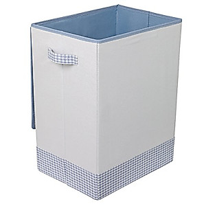 BirdRock Home Baby Clothes Hamper with Lid - Folding Cloth Hamper with Handles - Dirty Clothes Sorter Bin - Easy Storage - Collapsible - Blue and White