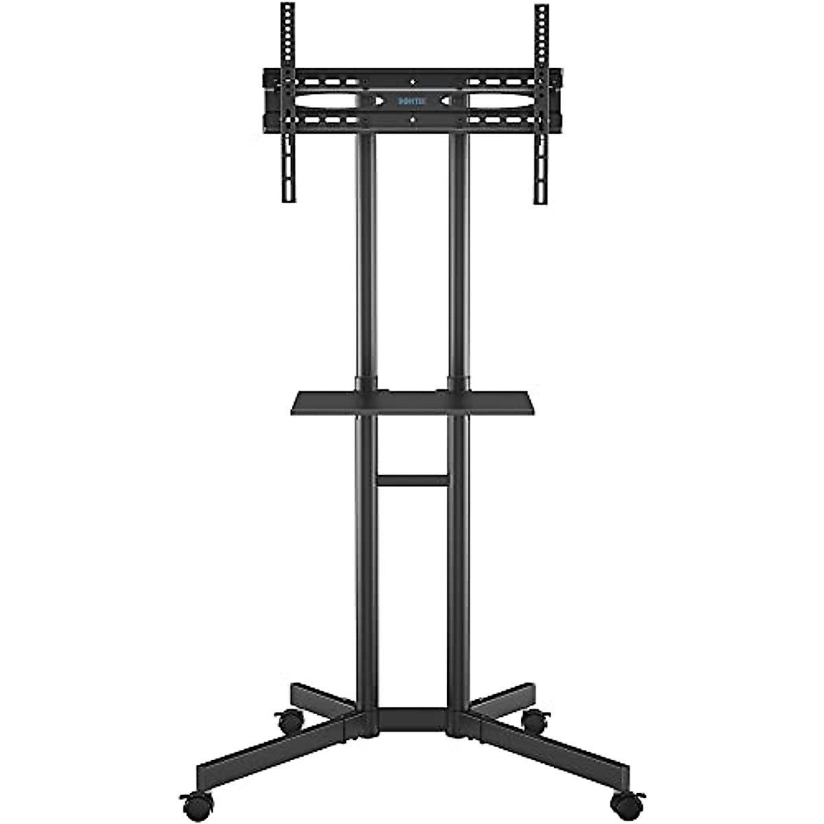 Mobile TV Stand, Rolling TV Stand with Wheels for 32-85Inch LED, LCD, OLED Flat&Curved TVs, Height Adjustable TV Cart with Laptop Shelf and Locking Wheels, Holds Up to 132lbs Max VESA 600x400mm, Black