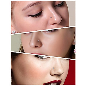 Uzgtvy 20G Nose Rings Studs for Women 316l Stainless Surgical Steel Silver L Shaped Bend Hypoerallgenic Diamond Nose Nostril Ring Body Piercing Jewelry for Women Men 1.5mm 2mm 2.5mm 3mm 3.5mm 4mm