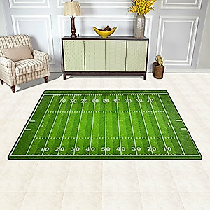 WellLee Sports Area Rug,Standard American Football Field Floor Rug Non-Slip Doormat for Living Dining Dorm Room Bedroom Decor 60x39 Inch