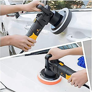 C P CHANTPOWER Buffer Polisher, 6 Inch Dual Action Polisher with Variable Speeds, Detachable Handles, Polishing Pads for Car Polishing, Sanding, Waxing