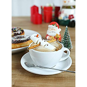 LE TAUCI 3 oz Espresso Cups with Saucers，Set of 4，Demitasse Coffee Cup for Shot, Lungo, Ristretto - White