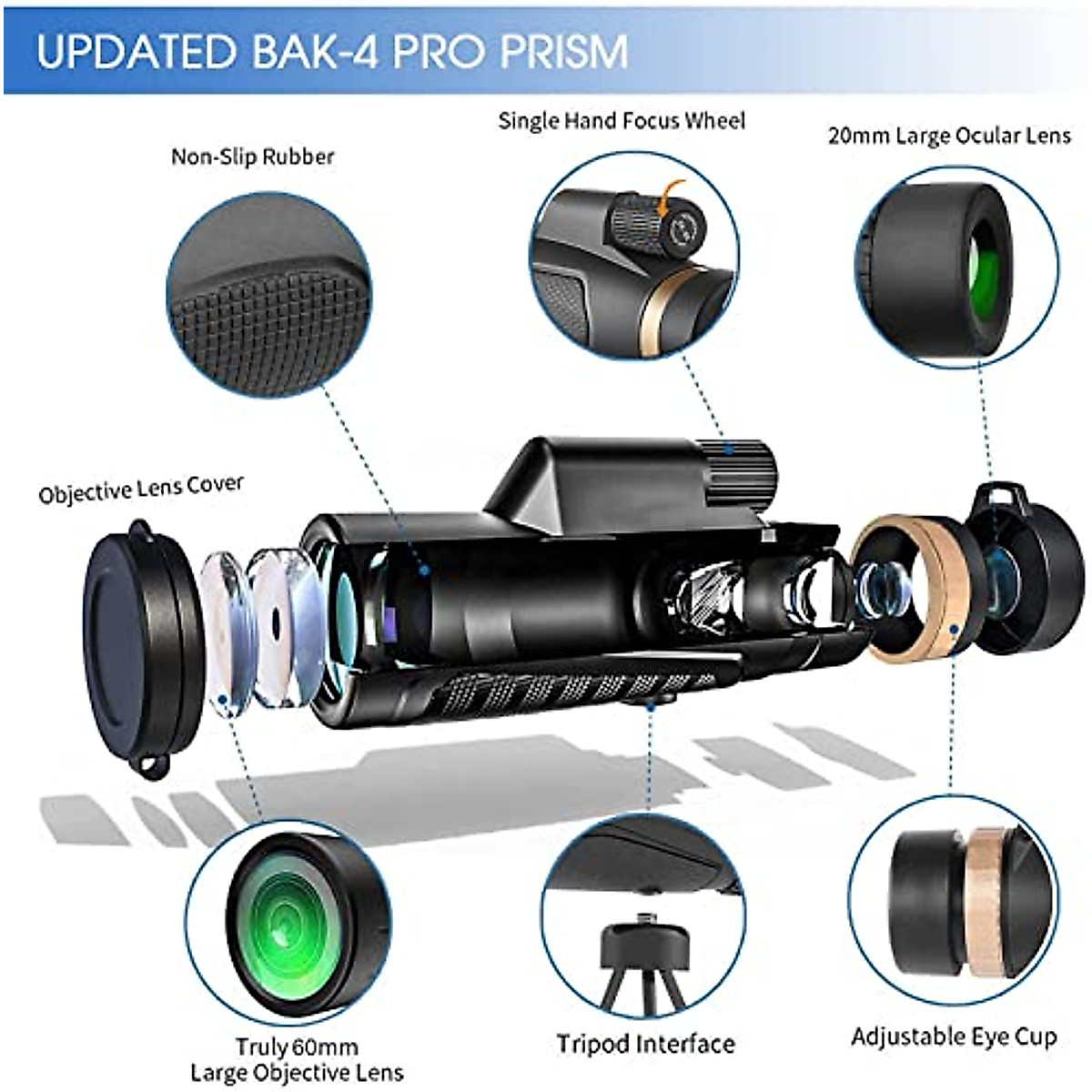 AYRAVIIO 12×60 Monocular Telescope with Smartphone Holder & Upgraded Tripod, High Powered SMC & BAK4 Scope for Adults, Birthday Gifts for Men Dad Him Husband Boyfriend, Gadgets for Birdwatching