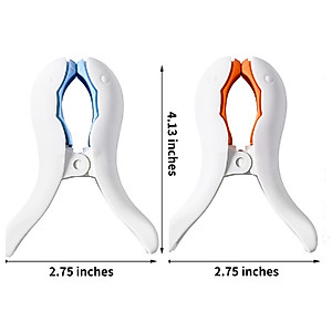 8 Pack Extra Large Beach Towel Clips,4.13 Inch Towel Clips for Pool Chairs Cruise, Heavy Duty Quilt Drying Clips, Plastic Clothes Pins,Orange and Blue