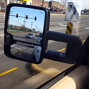 Spec-D Tuning Black Power Heated BSM Tow Mirrors w/Amber LED Signals Compatible with 2007-2021 Toyota Tundra, 2008-2017 Toyota Sequoia