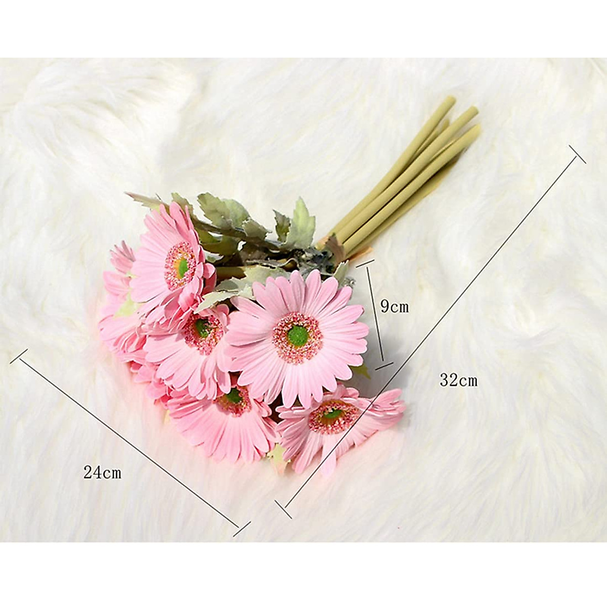 Qingriver 1 Bouquet(7 Stems) PU Gerbera Jamesonii African Daisy Artificial Flowers for Home Garden Wedding Party Decor (Orange&Yellow)