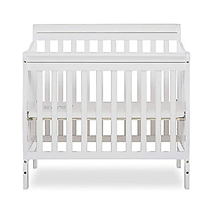 Dream On Me Aden 4-in-1 Convertible Mini Crib In White, Greenguard Gold Certified, Non-Toxic Finish, New Zealand Pinewood, With 3 Mattress Height Settings