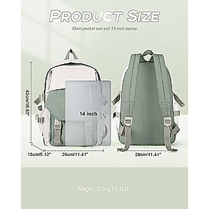 UPPACK Backpack small backpack for women aesthetic college backpack travel backpack Hiking Preppy Backpack for Men Lightweight Casual Daypack（Grey Green）