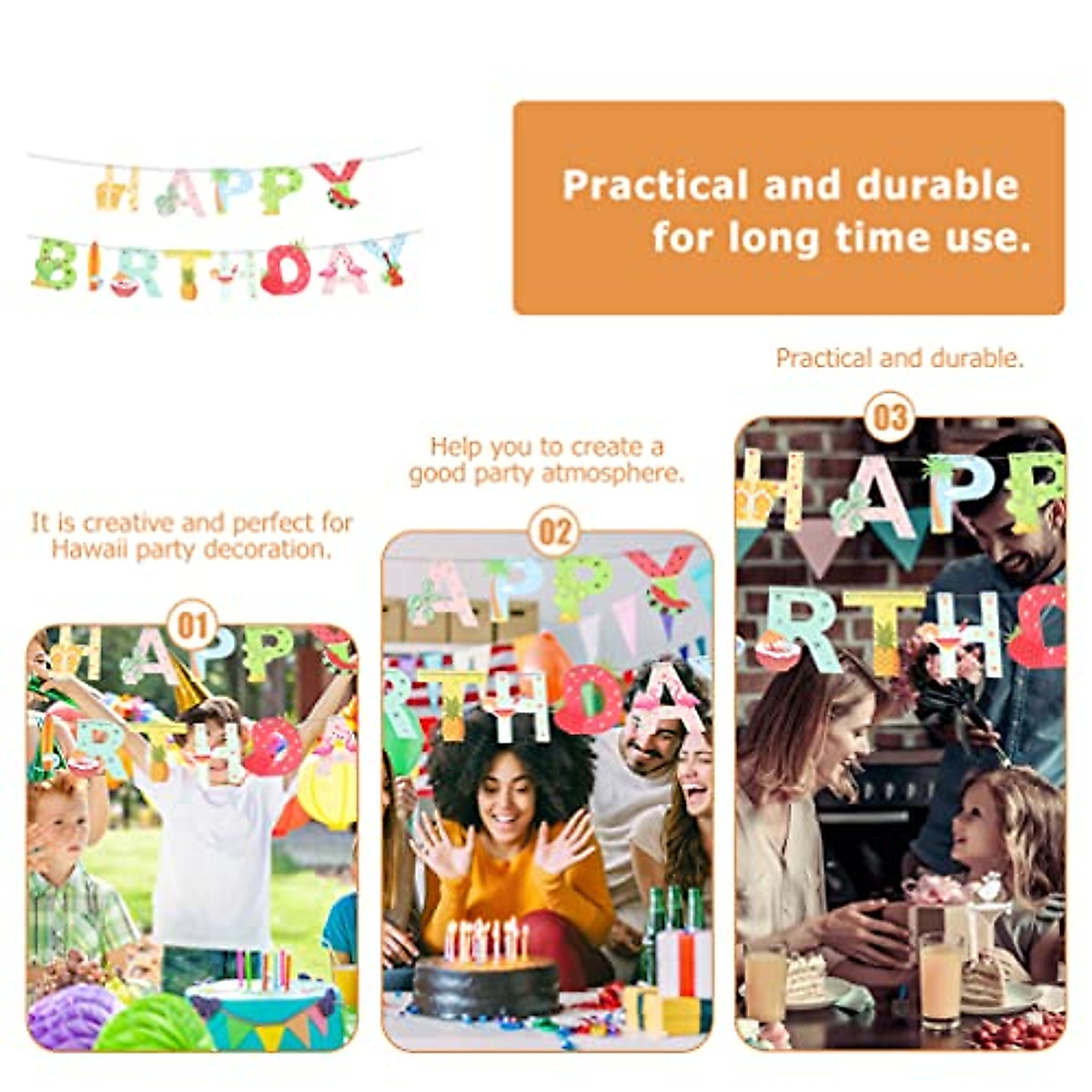 UPKOCH Birthday Banner Hawaiian Party Decoration Hawaiian Happy Birthday Banner Pennant Hawaiian Bunting Garland Tropical Decorations Hawaiian Party Supplies