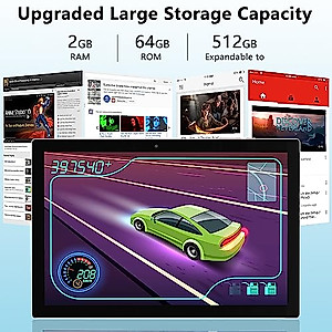 Android 11 Tablet 10.1 Inch Tablets, 2023 Upgraded 2 in 1 Tablet with Keyboard, Include Mouse/Case/Stylus/Tempered Film, 4GB RAM+64GB ROM(Max 512GB), 8MP Camera 6000mAh Battery 10" FHD Android 11 Tab