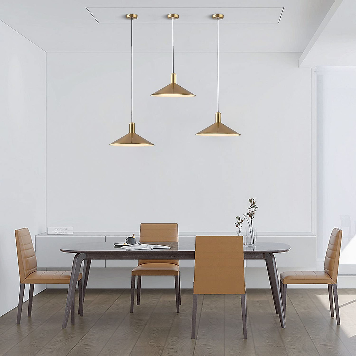 KCO Lighting Mid Century Modern Dome Pendant Light Gold and Black Barn Pendant Light Brass Cone Ceiling Pendant Light Fixture Farmhouse Kitchen Island Lighting (Gold)