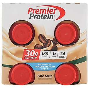 Premier Protein Shake, Café Latte, 30g Protein, 1g Sugar, 24 Vitamins & Minerals, Nutrients to Support Immune Health, 11 Fl Oz, 4 Count