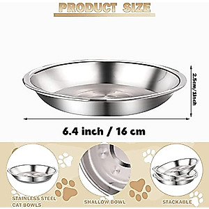 12 Pcs Stainless Steel Cat Bowls Shallow Cat Food Bowls Metal Food and Water Dish for Small Dogs and Cats