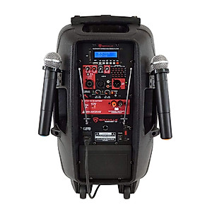 Rockville RAM12BT 12" Rechargeable Powered 600W PA Speaker+2 Mics+Bluetooth+Stand