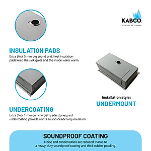 KABCO 28 Inch Single Bowl Stainless Steel Handmade Kitchen Sink with Sink Strainer, Sink Grid, a Rolling Up Grid, and Bamboo Cutting Board, Rust Resistant Sound, and Heatproof 16 Gauge Undermount Sink