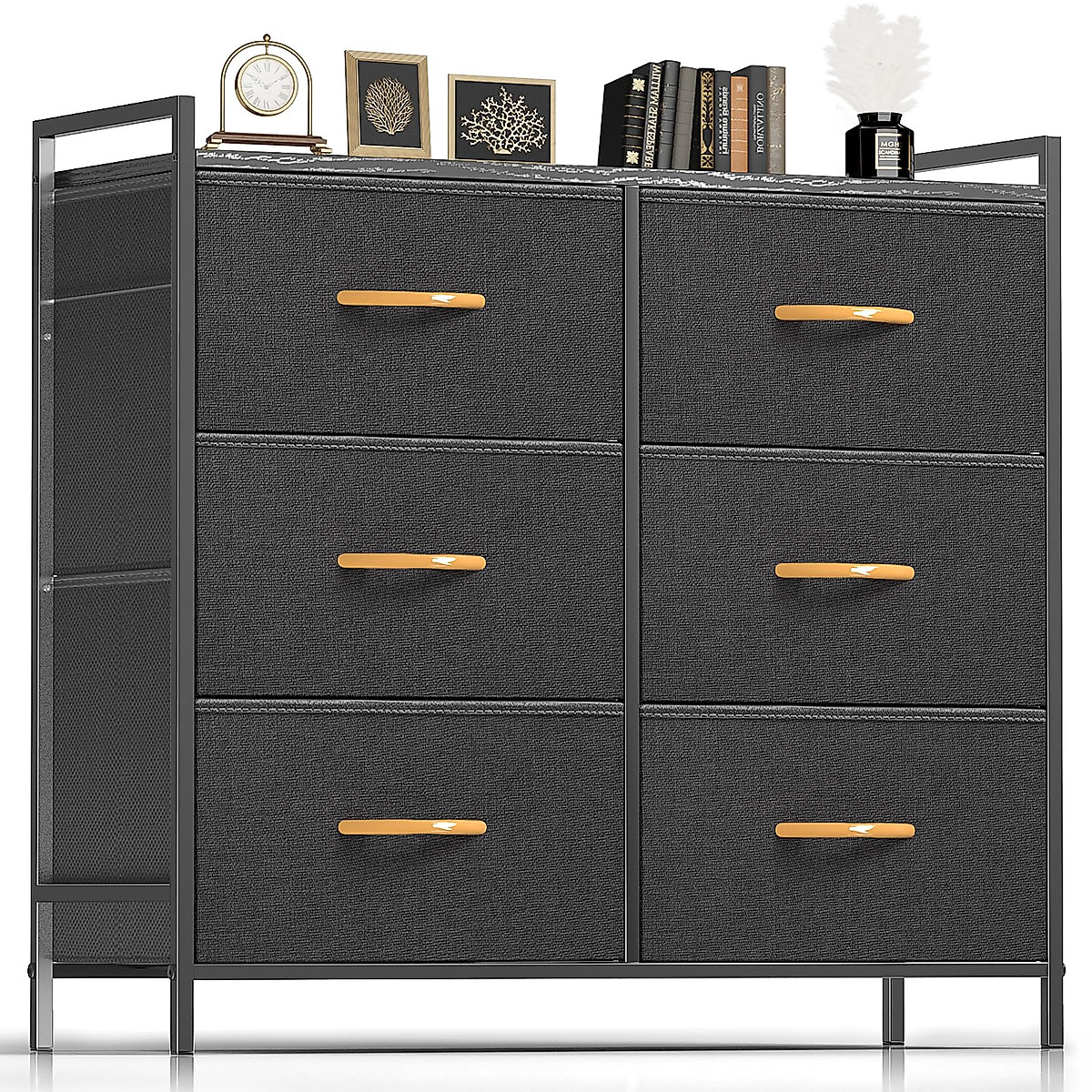 ROMOON Fabric Dresser for Bedroom, Chest of Drawers with Removable Fabric Bins, Organizer and Storage Drawers for Closet, Living Room, Entrance, Nursery (Dark Grey)
