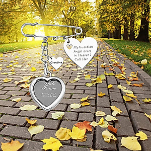 LQRI Wedding Memorial Gift Wedding Boutonniere Bouquet Charm Pin Guardian Angel Grandma Walk Down The Aisle Bridal Charm in Memory of Grandma (silver)