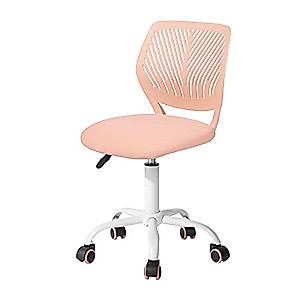 Geniqua Children Task Chair Lumbar Mid Back Adjustable Height Study Computer Chair with Mesh Seat Casters for Home Office, School, Rose Pink