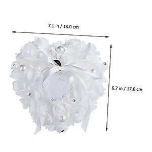 HONMEET 3 Pcs Ring Pillow Wedding Decor Heart Decor Heart Ring Wedding Gift Ring Box Rose Flower Ring Tray Heart Ring Box Bride Ring Pillow Heart Shape Ring Pillow Bride White Foam Wreath