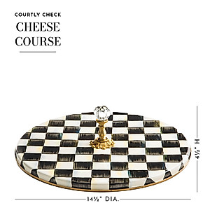MACKENZIE-CHILDS Cheese Course, Cute Cheese Board and Serving Board for Charcuterie, Black-and-White Courtly Check