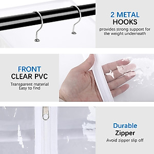 Libeder Hanging Closet Organizer, 8-Shelf Wardrobe Clothes Storage Organizer with Zipper,Hanging Shelves for Sweater,Shoes,Purse,Hats,White