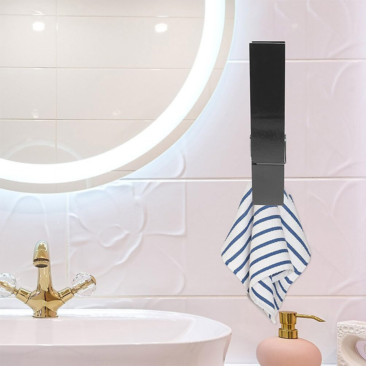 ABOOFAN Jumbo Wood Clothespin Towel Holders Giant Clothes Clip Hooks Wall Mounted Towel Clip Clothes Pins Hooks for Wedding Farmhouse Bathroom Laundry Room