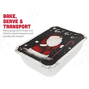 Gia's Kitchen Aluminum Pans with Lids, Set of 12 Christmas Tins - Heavy Duty Foil Pans with Lids, Ideal for Leftovers, Holiday Cookie Gifts - Assorted Traditional Foil, Rectangular (24 Piece Set)