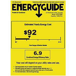LG 7,000 BTU (DOE) / 10,000 BTU (ASHRAE) Portable Air Conditioner, Cools 300 Sq.Ft. (12' x 25' room size), Quiet Operation, LCD Remote, Window Installation Kit Included, 115V, LP0721WSR