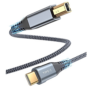 USB C Printer Cable 15ft, USB C to USB B Printer Cable Nylon Braid High-Speed USB C MIDI Cable for MacBook Pro/Air, Digital Piano MIDI Controller, HP Epson Canon Brother Lexmark Printers and Scanner