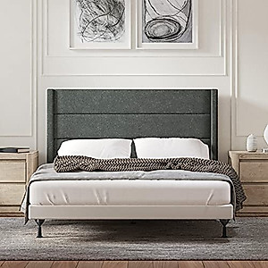 Glenwillow Home Pax Sleak Wingback Upholstered Headboard, Gray, Full/Queen