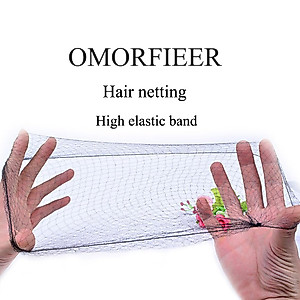 OMORFIEER Hair Nets for Buns Nets for Ballet Girls Hair Net for Wig 20 Pcs 30 inch Black