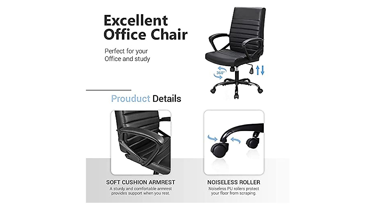 Furmax Mid Back Ribbed Desk Chair - Ergonomic Comfort