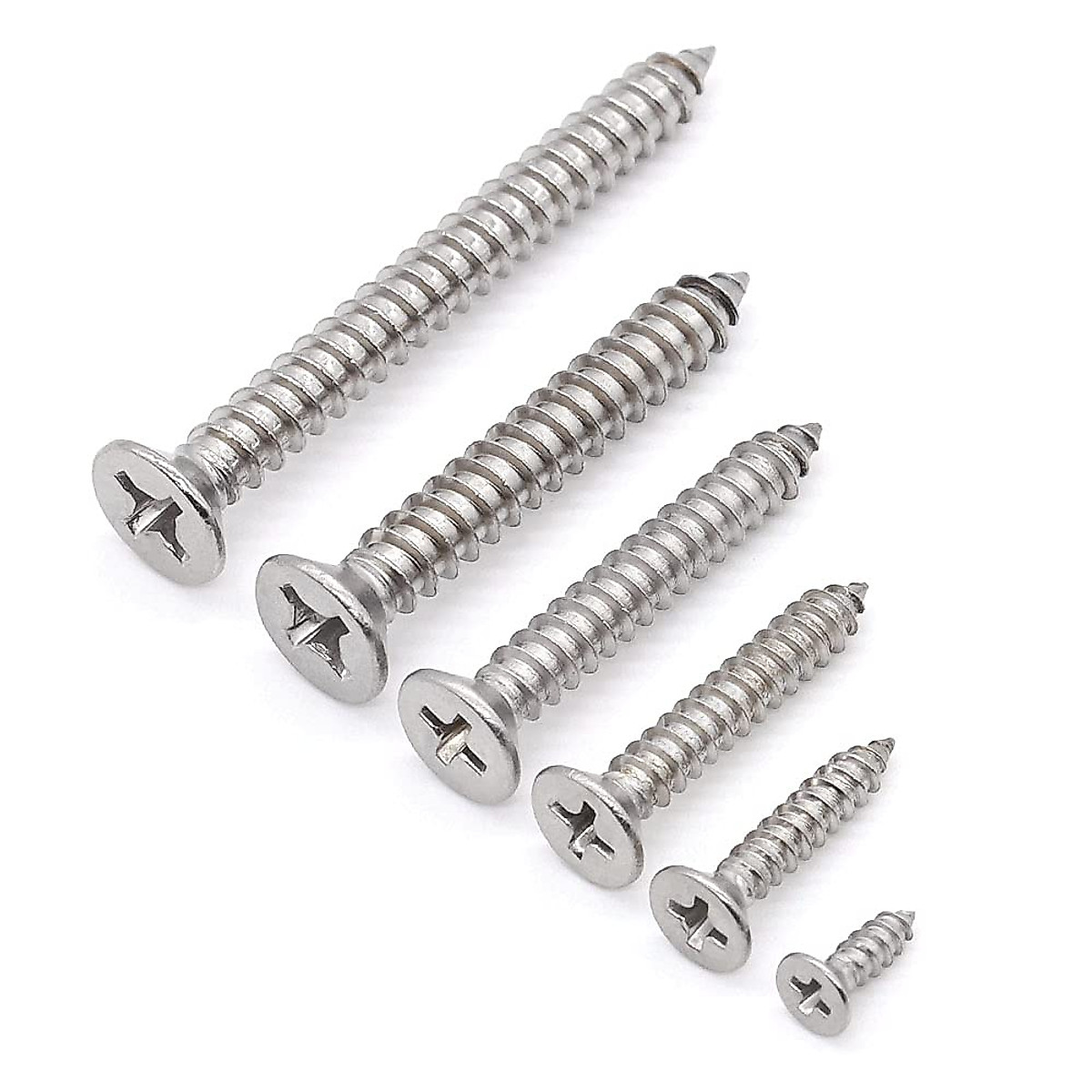 Glvaner #4 x 3/4 inch Flat Head Wood Screws Sheet Metal Screw 100 pcs 304 Stainless Steel 18-8 Self Tapping Screw