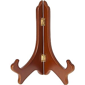 Bard's Hinged Walnut MDF Wood Plate Stand, 8" H x 7" W x 4.75" D (For 8" - 10" Plates)