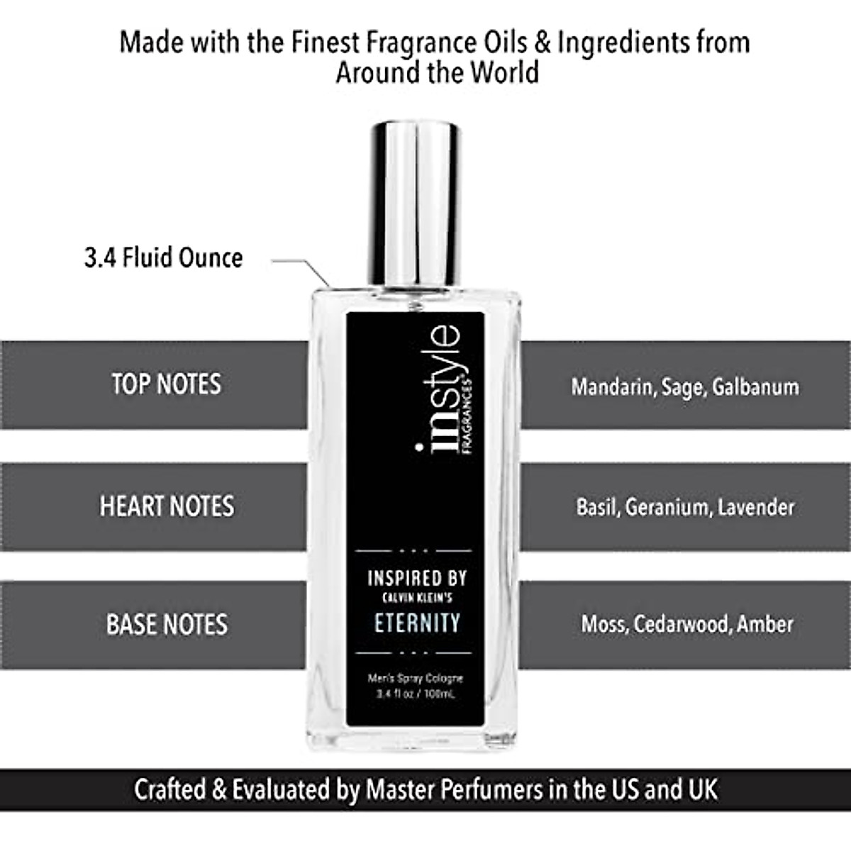 Instyle Fragrances - Eternity - Cologne for Men - Never Tested on Animals - 3.4 Fluid Ounces(Pack of 1)