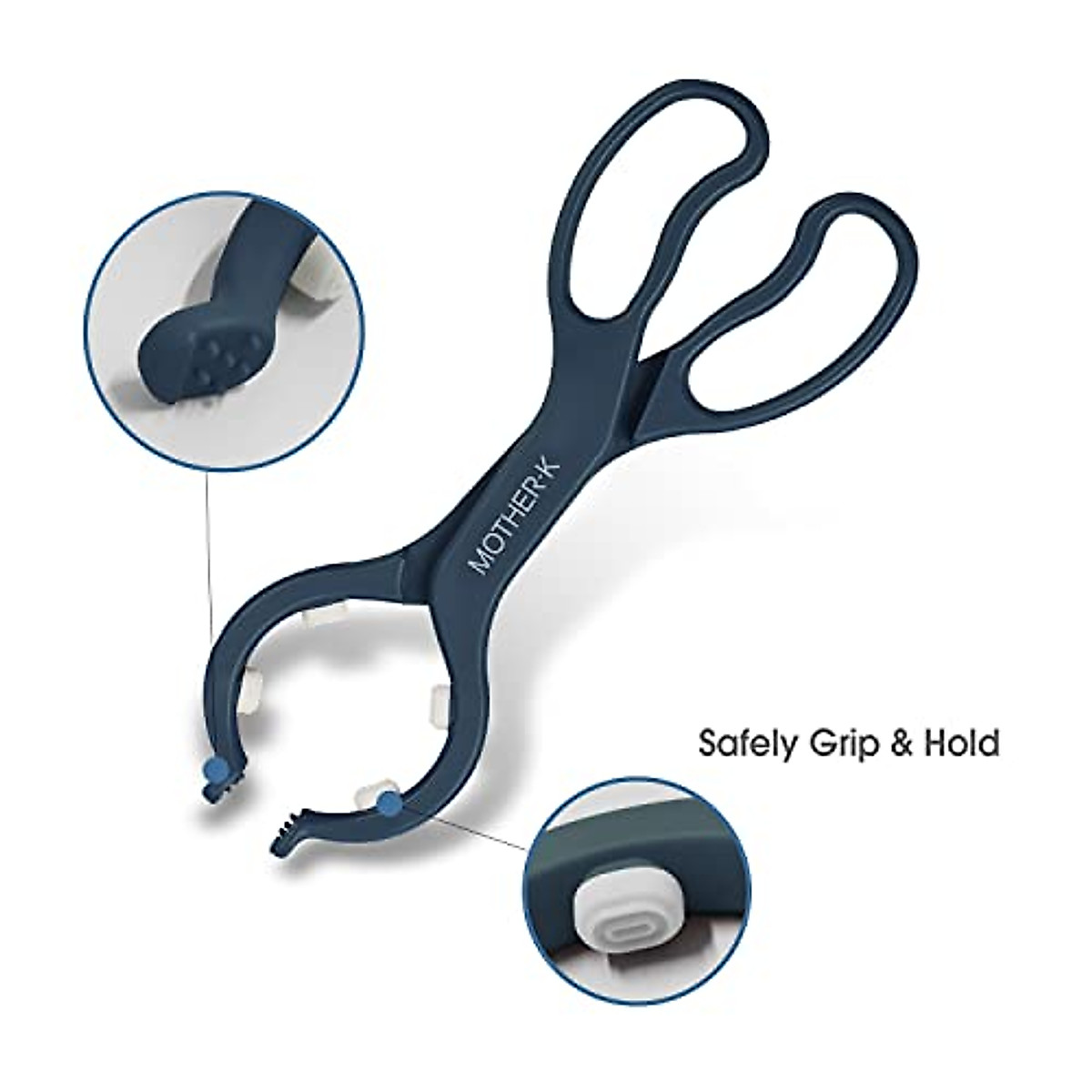 MOTHER-K Baby Bottle Tongs, Non-Slip Grip for Holding Baby Items hygienically Without Touching (Navy)