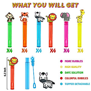 uoyoi Jungle Safari Party Favors,24Pcs Wild Animals Bubble Wands for Kids,Zoo Bubble Wand for Safari Wild One Birthday Party Supplies,Pinata Baby Shower Goodie Bag Stuffers Gift