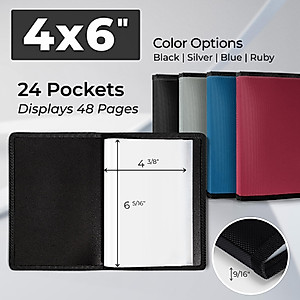 Dunwell Small Photo Albums 4x6 - (2 Pack, Black), Flexible Cover, Portfolio Binder with 24 Sleeves, Holds 48 6x4 Photos, Artwork or Postcards, Mini Picture Brag Books