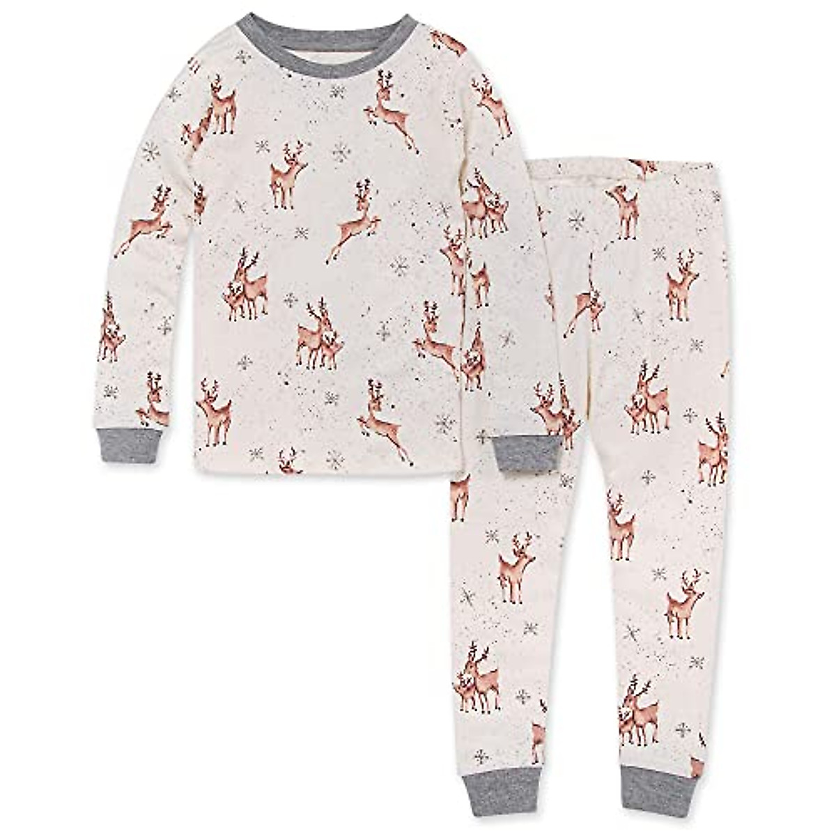 Burt's Bees Baby Baby Girls' Kids 2-Piece Family Jammies, Matching Holiday, Organic Cotton Pjs Pajama Set, Dasher and Dancer, 10 Years
