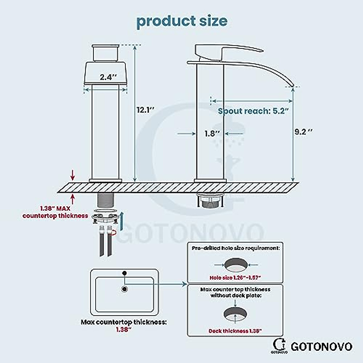 gotonovo Waterfall Bathroom Faucet,Single Handle Bathroom Faucets for 1 Hole Sink,Vessel Bathroom Sink Faucet Stainless Steel Mixer Tap Wash Basin Faucet,No Drain,Brushed Nickel