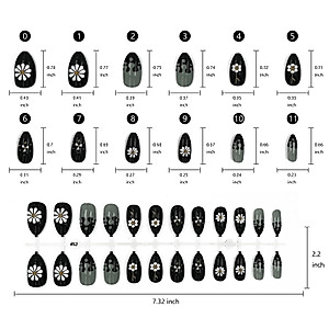 LoveOurHome 240pc Almond Press on Nails Flower Swirl Butterfly 10 Designs Medium Pointed Acrylic French Tips Full Cover Gel Fake Nails Reusable Artificial Fingernails for Women Girls Kids