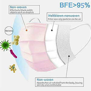 50 Pcs Individual Package Kids Disposable Face Masks,3 Layers Multicolored Facial Masks with Adjustable Elastic Ear Loop Respirator Safety Mouth Masks