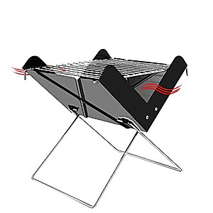 ZRSL Barbecue for Garden Party, Small Portable Picnic Grill, Fire Pit BBQ Silver Chrome Cooking Net Fire Pits for Garden Suitable for Garden, Terrace, Camping.