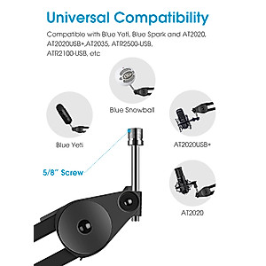 Puroma Microphone Arm Stand Adjustable Suspension Boom Scissor Arm Stand Upgraded Heavy Duty Microphone Stand with 5 Ties for Blue Yeti, Snowball, and Blue Yeti Nano (Medium)