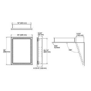 Kohler CB-CLW2026SS CLW Flat 20" W x 26" H Aluminum Single Medicine Cabinet with Decorative Silver Framed Mirrored Door, Red